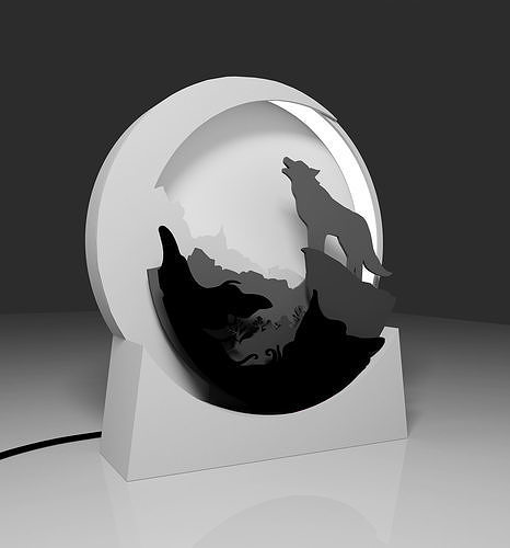 Howling wolf light box 3D model 3D printable | CGTrader