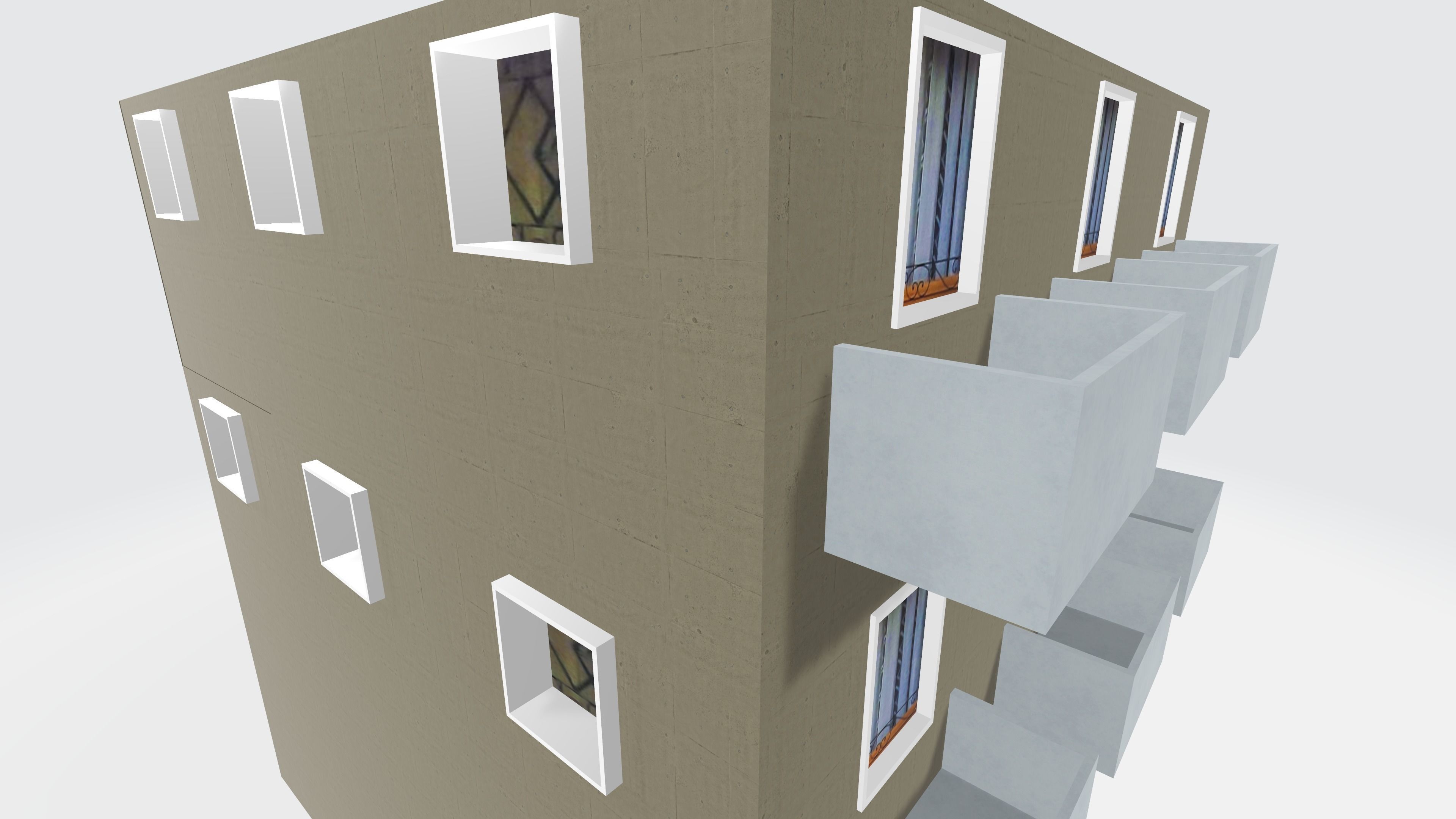 Block house 3D model Low-poly 3D model free VR / AR / low-poly 3D model ...