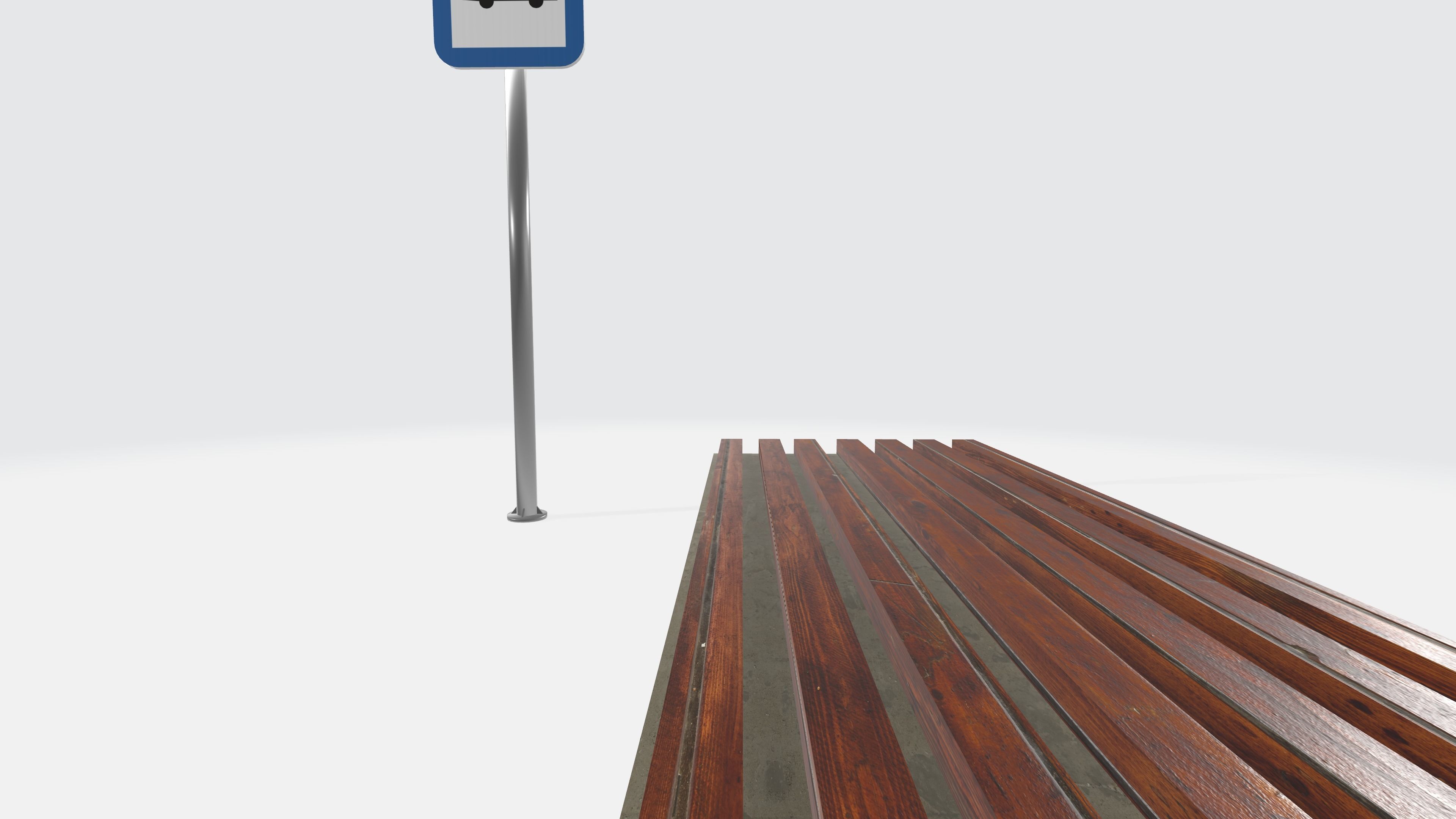 Bus stop bench and sign informing 3d model free VR / AR / low-poly 3D ...