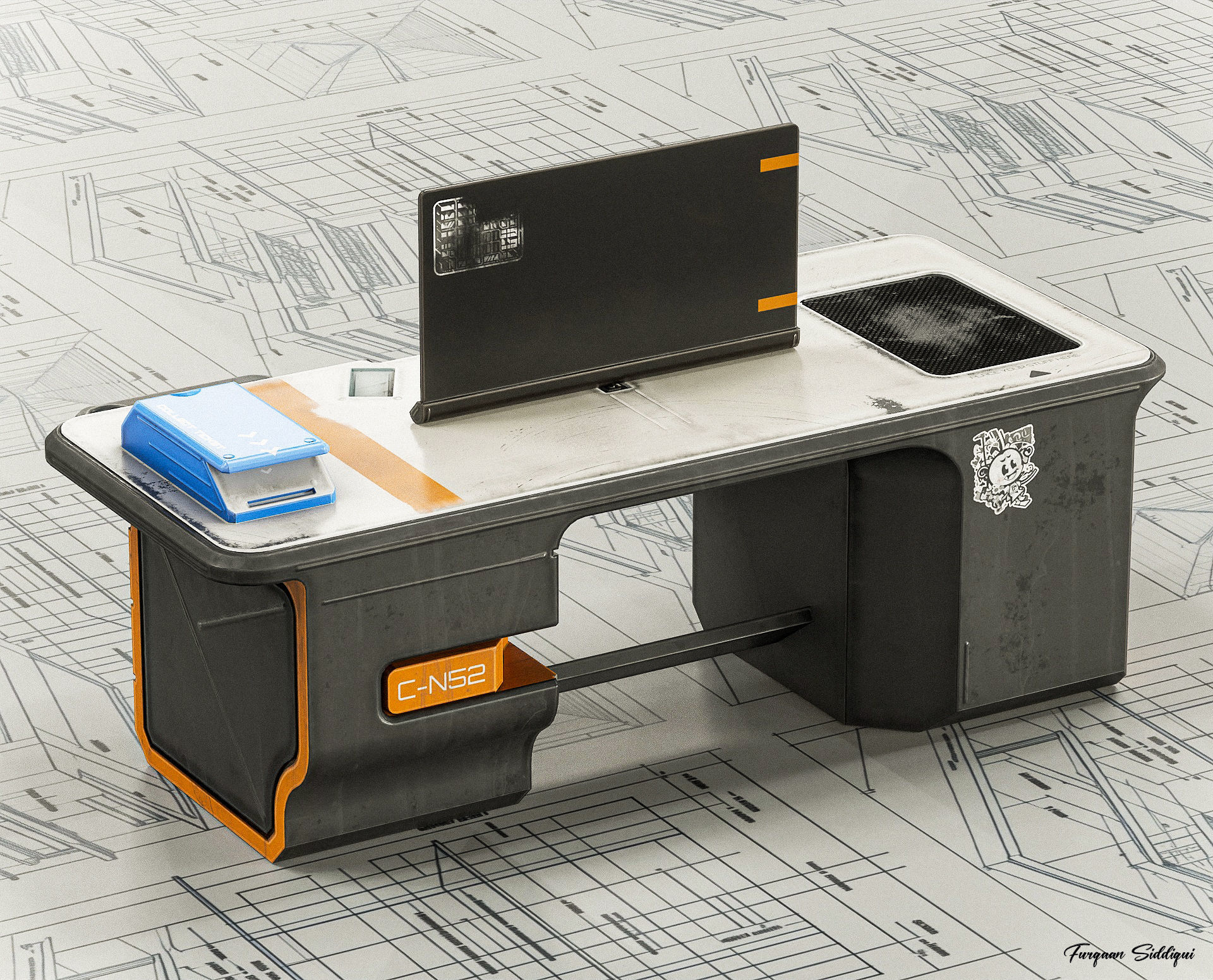 3D model Sci-fi Stylized Office Table PBR VR / AR / low-poly | CGTrader