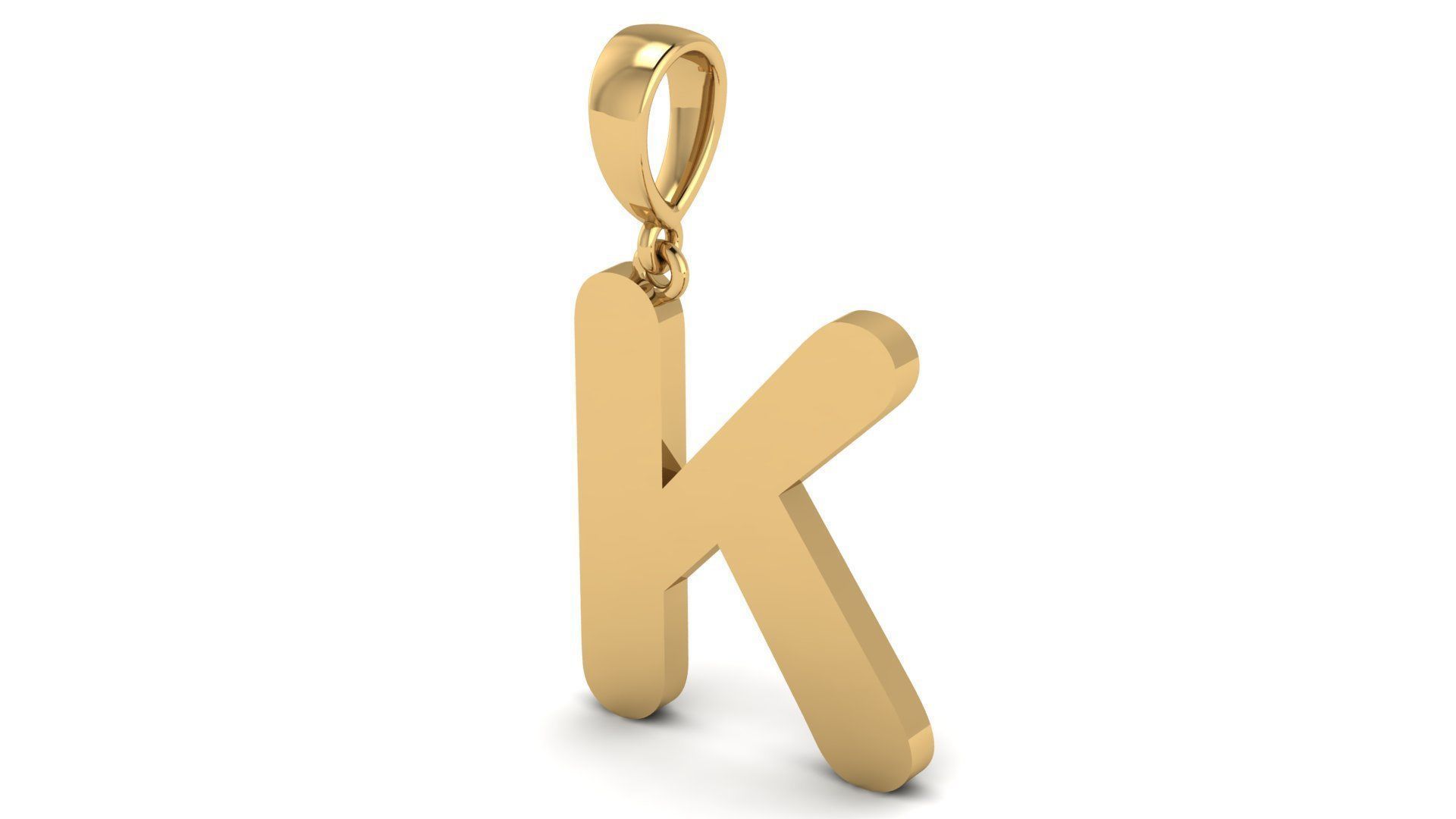 Pendant Alphabet Letter 15 mm Arial Rounded K 3D model 3D printable ...