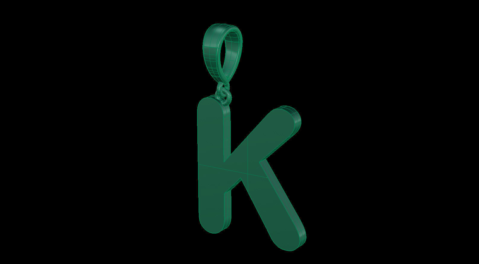 Pendant Alphabet Letter 15 mm Arial Rounded K 3D model 3D printable ...