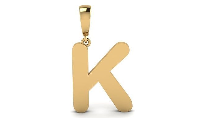 Pendant Alphabet Letter 15 mm Arial Rounded K 3D model 3D printable ...