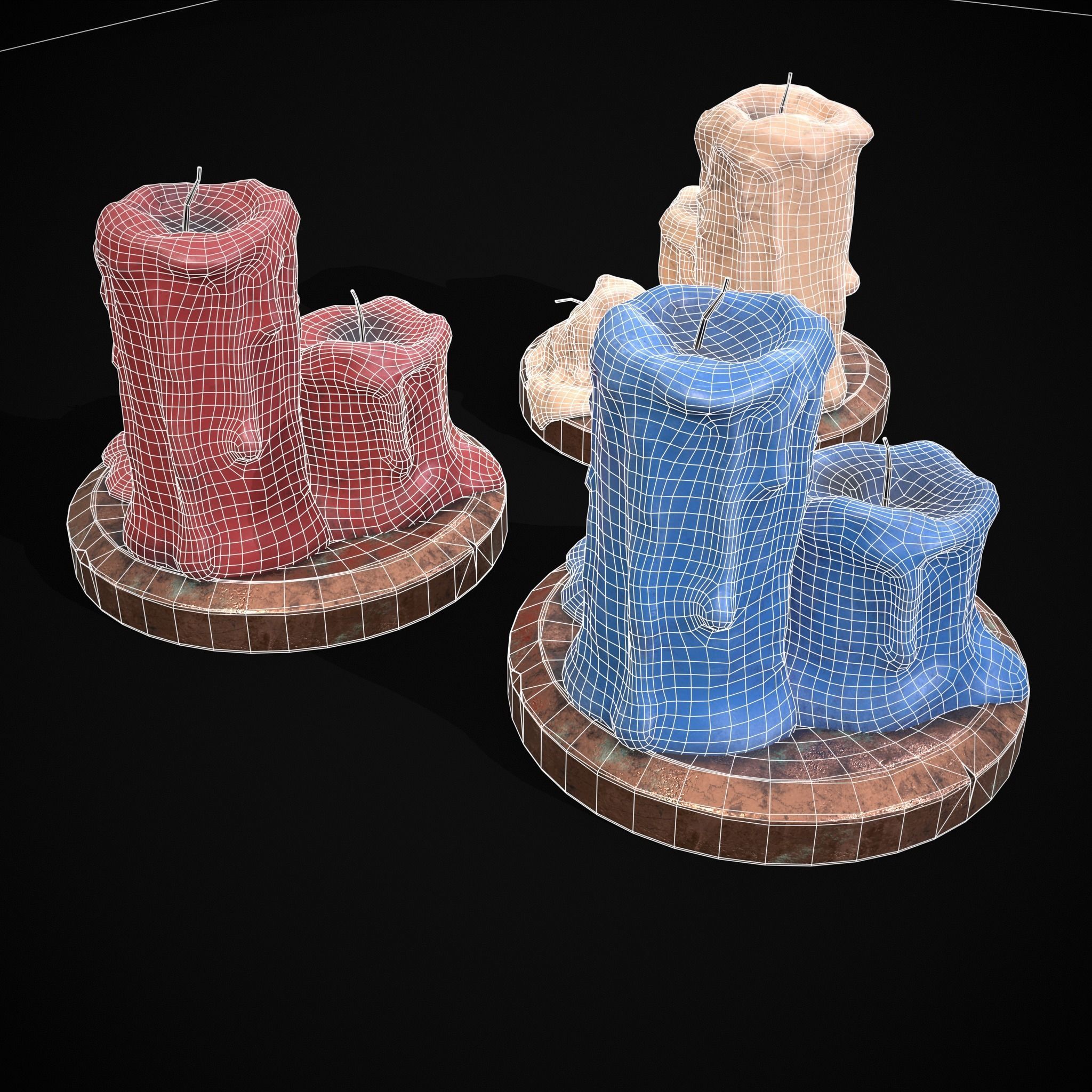 3D model Three Melted Candles VR / AR / low-poly | CGTrader
