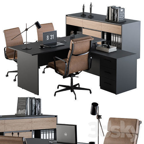 Modern office desk and chair 3D model | CGTrader