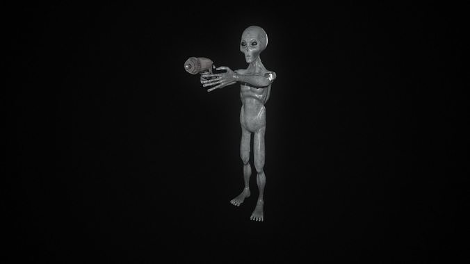 3d Model Space Alien Ufo Sci Fi Character Rigged Vr Ar Low Poly