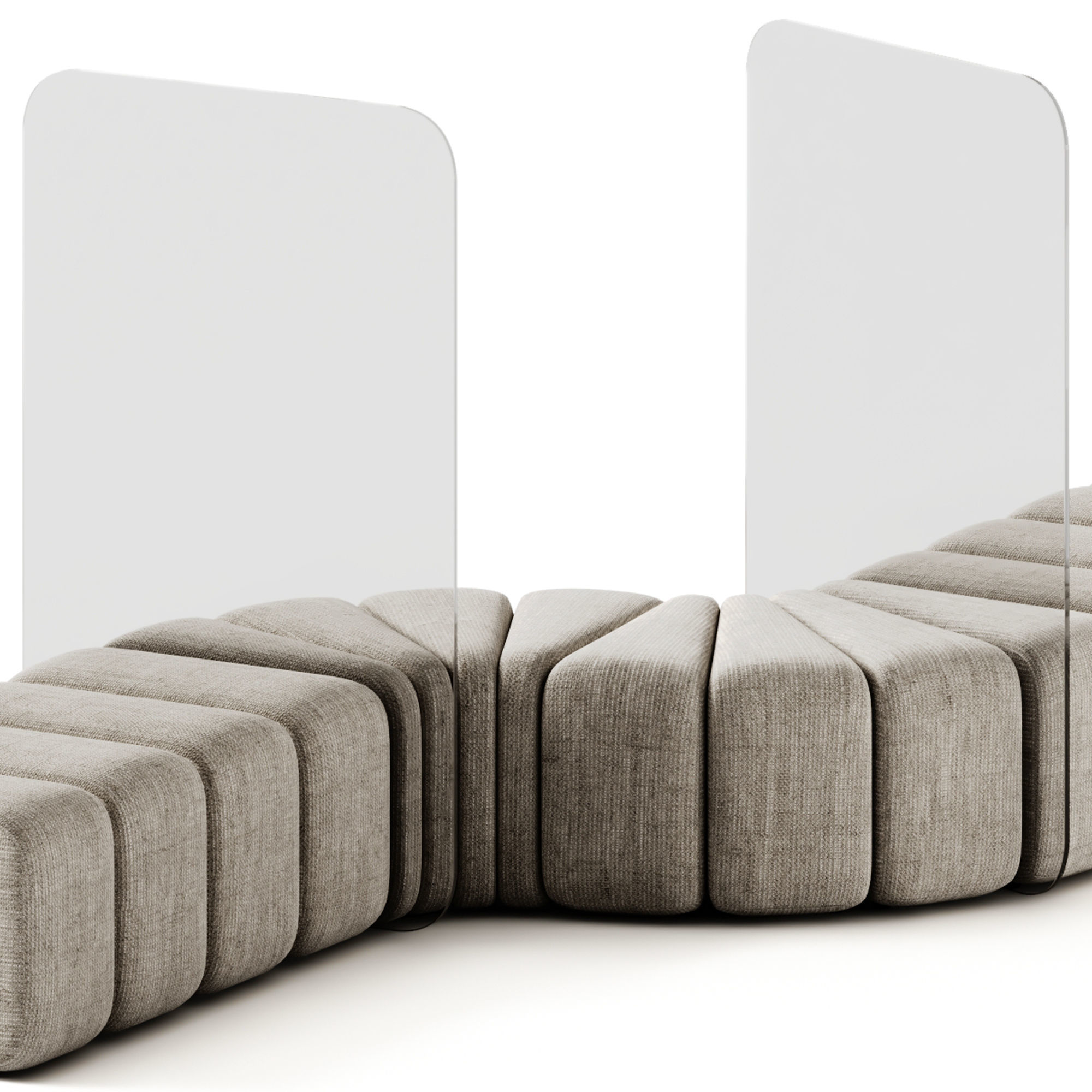 Bla Station Bob Curved Module Pouf with Plexiglass Divider 3D model ...