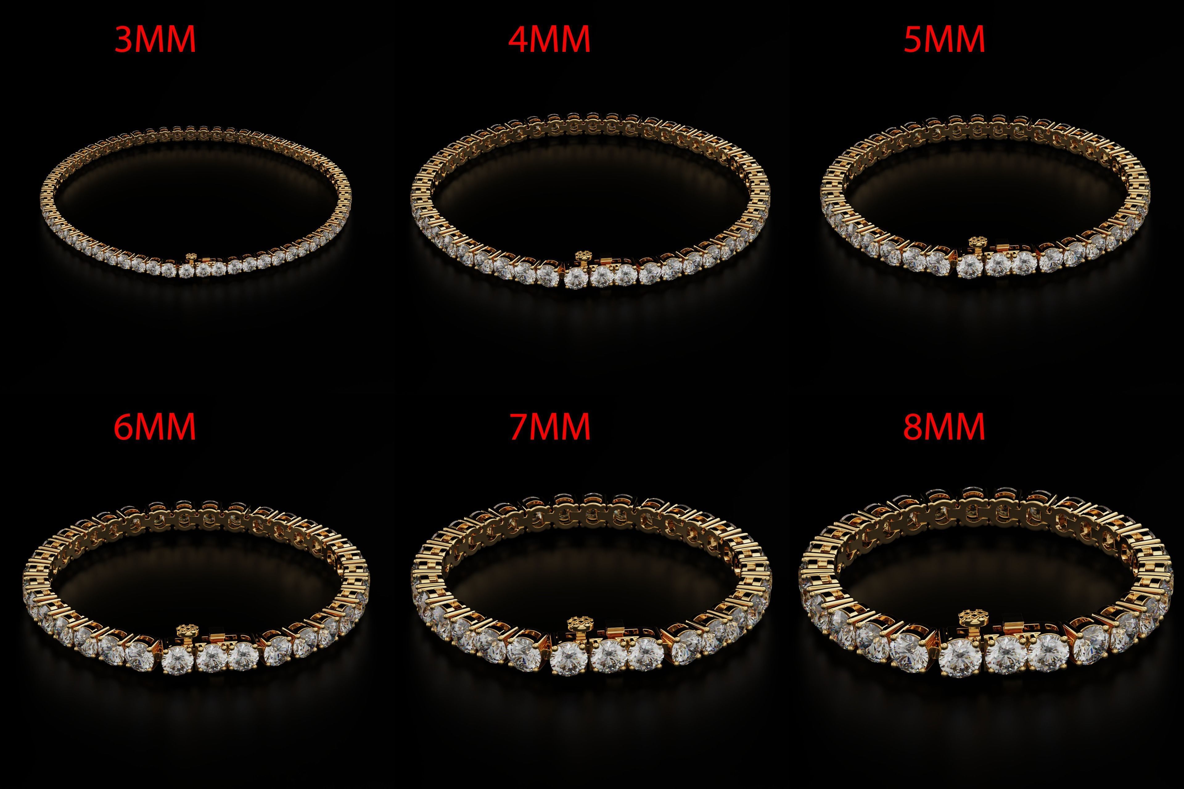 Tennic Braclet Round Gem Size to Description 3D Model Collection | CGTrader