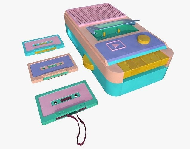 Retro Vintage Cassette Tape Recorder Stylized 3D Model 3D model | CGTrader