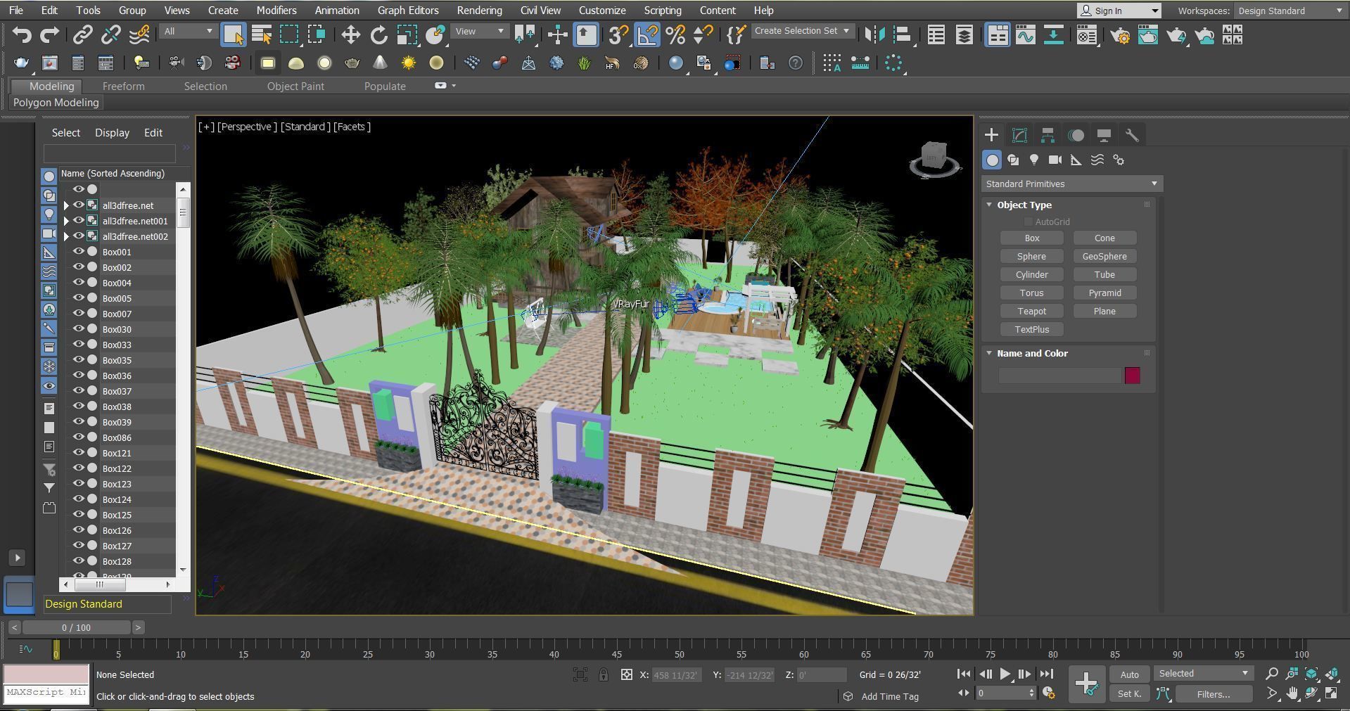 Land Layout with swimming pool and wood house 3D model | CGTrader