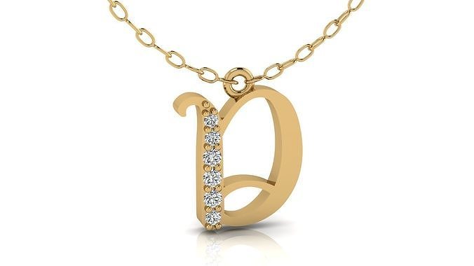 Alphabet Chicago Diamond Pendant D 3D model 3D printable | CGTrader