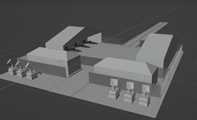 3D model low poly air base with f22s VR / AR / low-poly | CGTrader
