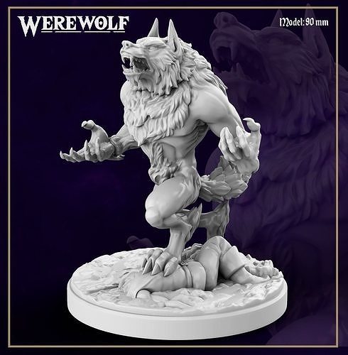 Werewolf miniature 3D model 3D printable | CGTrader