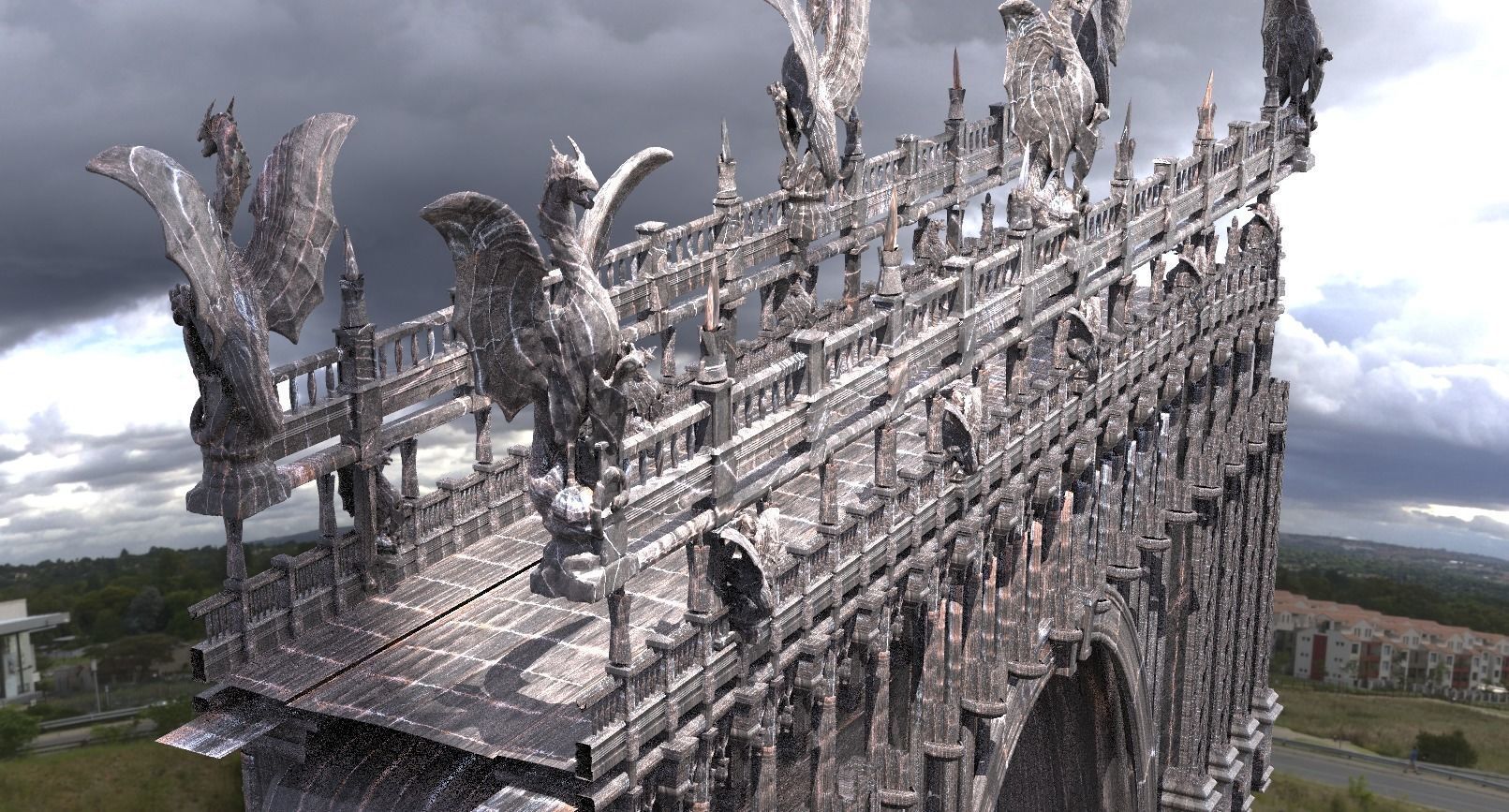 Dark Dragon Bridge Bloodborne inspired walkways 3D model | CGTrader
