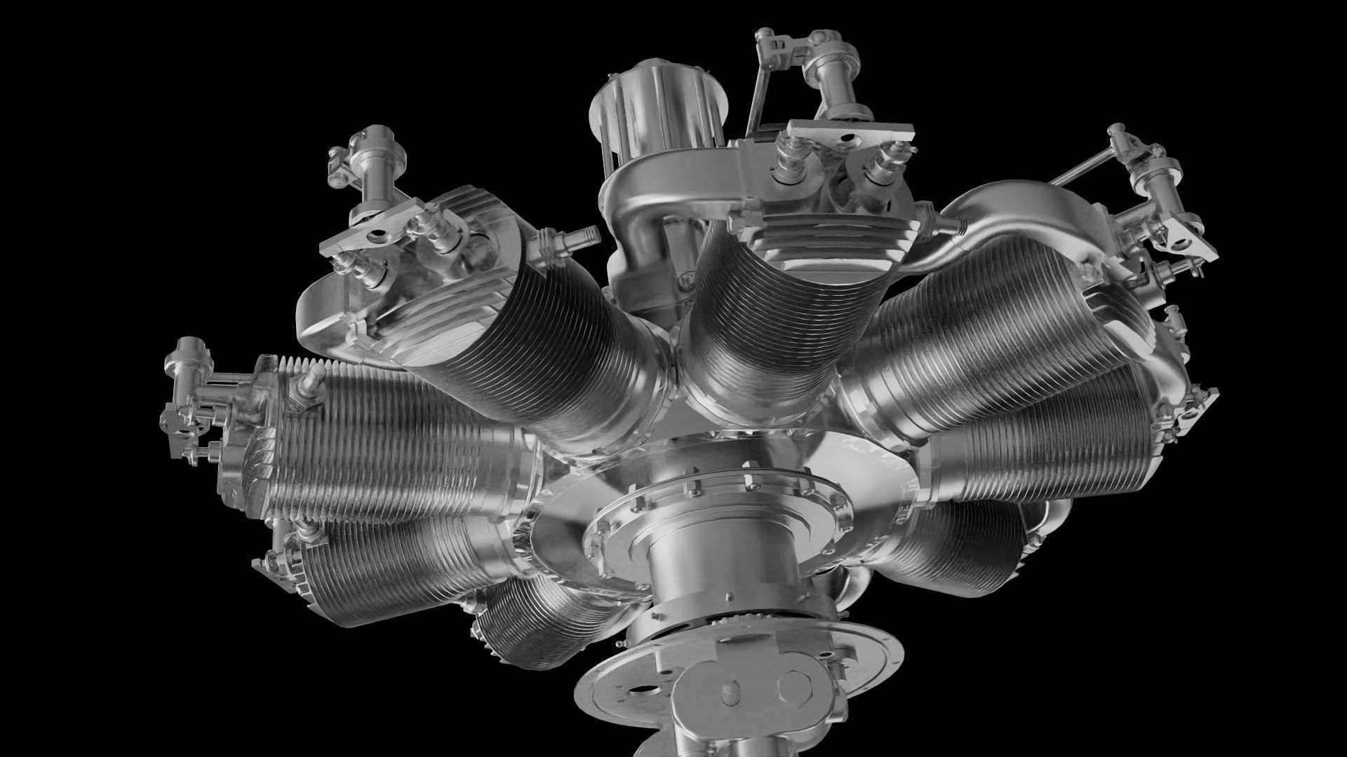 Bleriot star-shaped 9-cylinder flight engine 3D model 3D printable ...
