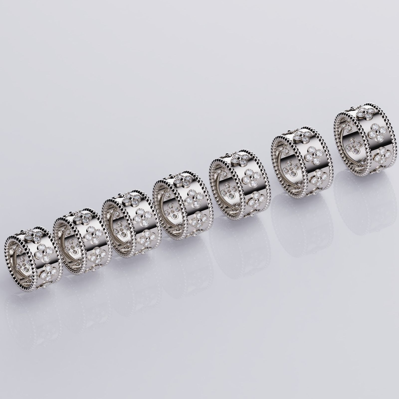 Perlee Clovers Rings Style All Sizes Collection 3D model 3D printable ...