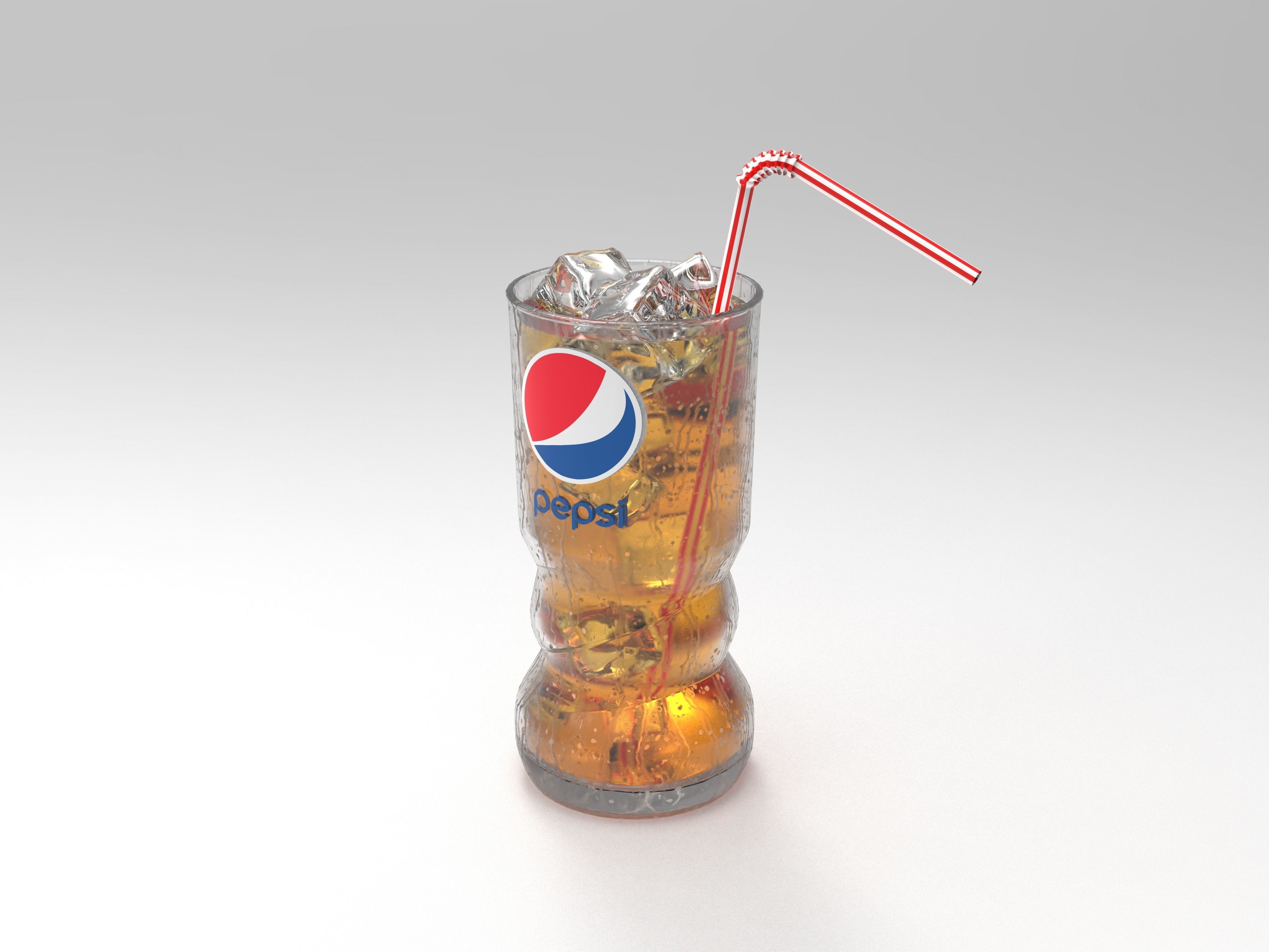 3D model Pepsi Glass - Pepsi with Ice and Straw - Realistic Pepsi VR ...
