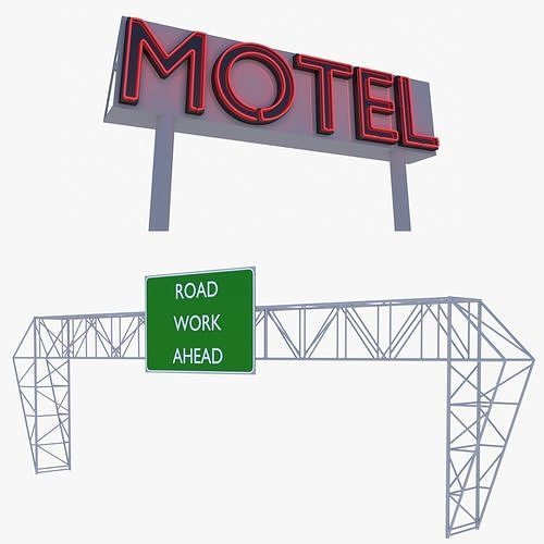 Highway and motel sign 3D Model Collection | CGTrader
