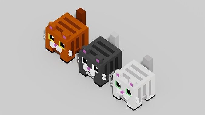 Cats Voxel free VR / AR / low-poly 3D model | CGTrader