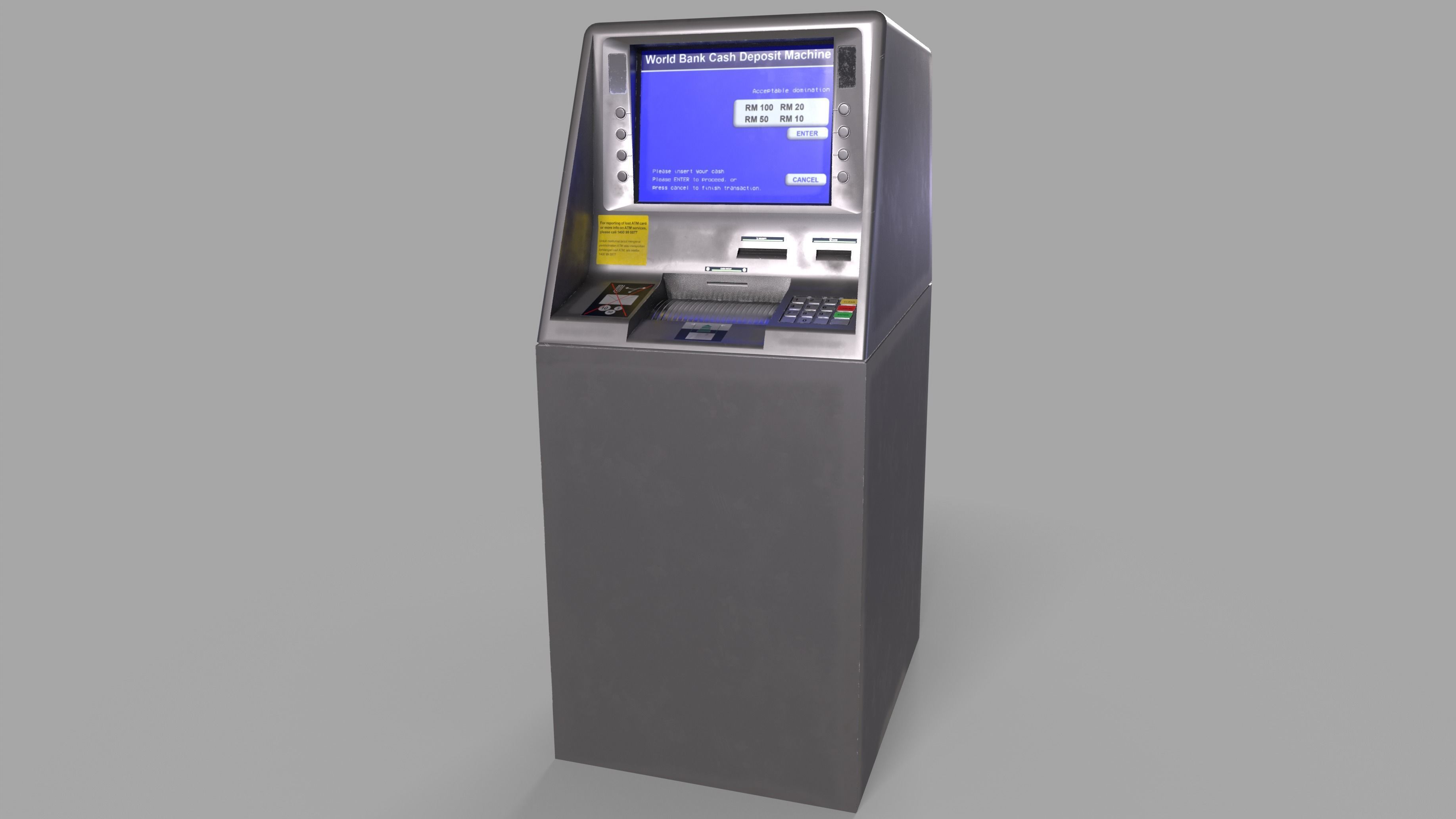3d Model Cash Deposit Machine Cdm Vr Ar Low Poly Cgtrader