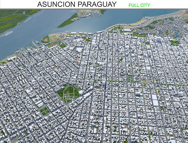 3D model Asuncion Paraguay 45km VR / AR / low-poly | CGTrader