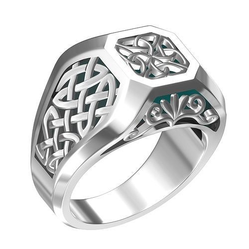 Mens Celtic Irish Scottish Signet Ring 3D model 3D printable | CGTrader
