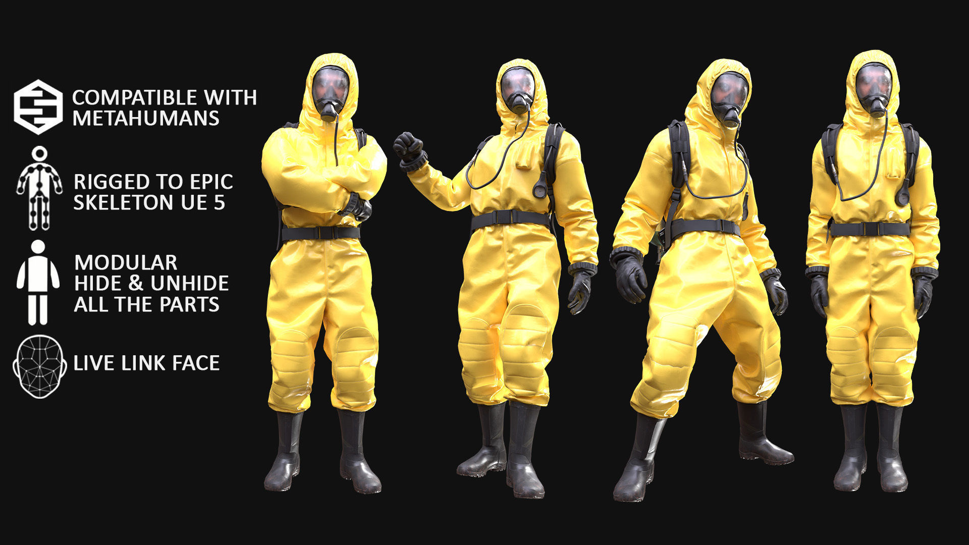 3D model Man - Protective Suit - Modular - Rigged VR / AR / low-poly ...