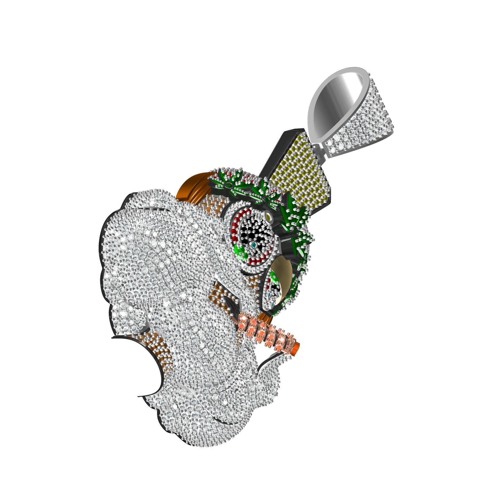 Cartoon Caracter Iced Diamond Hip Hop Pendant 3D model 3D printable ...