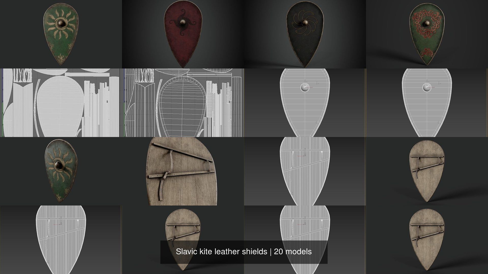 Slavic kite leather shields 20 pieces 3D Model Collection | CGTrader