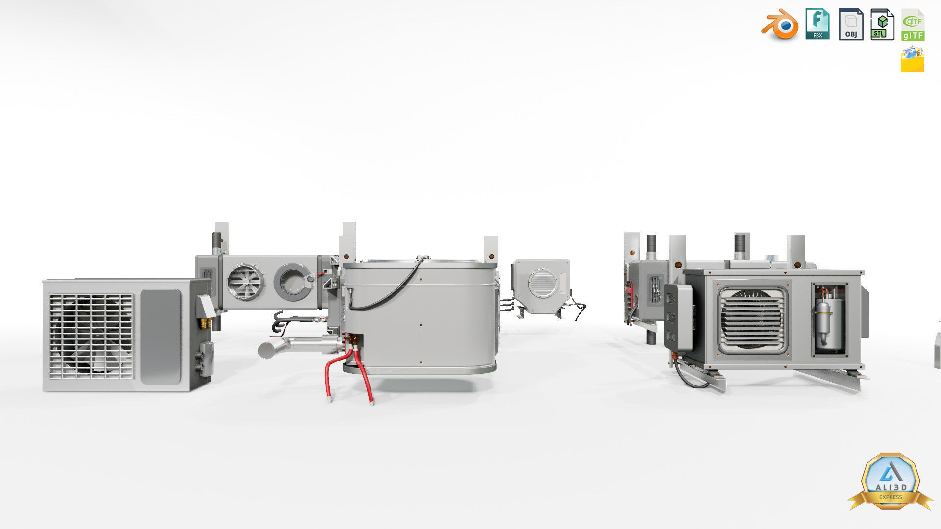 3D model Modern Rooftop AC Units Assets VR / AR / low-poly | CGTrader