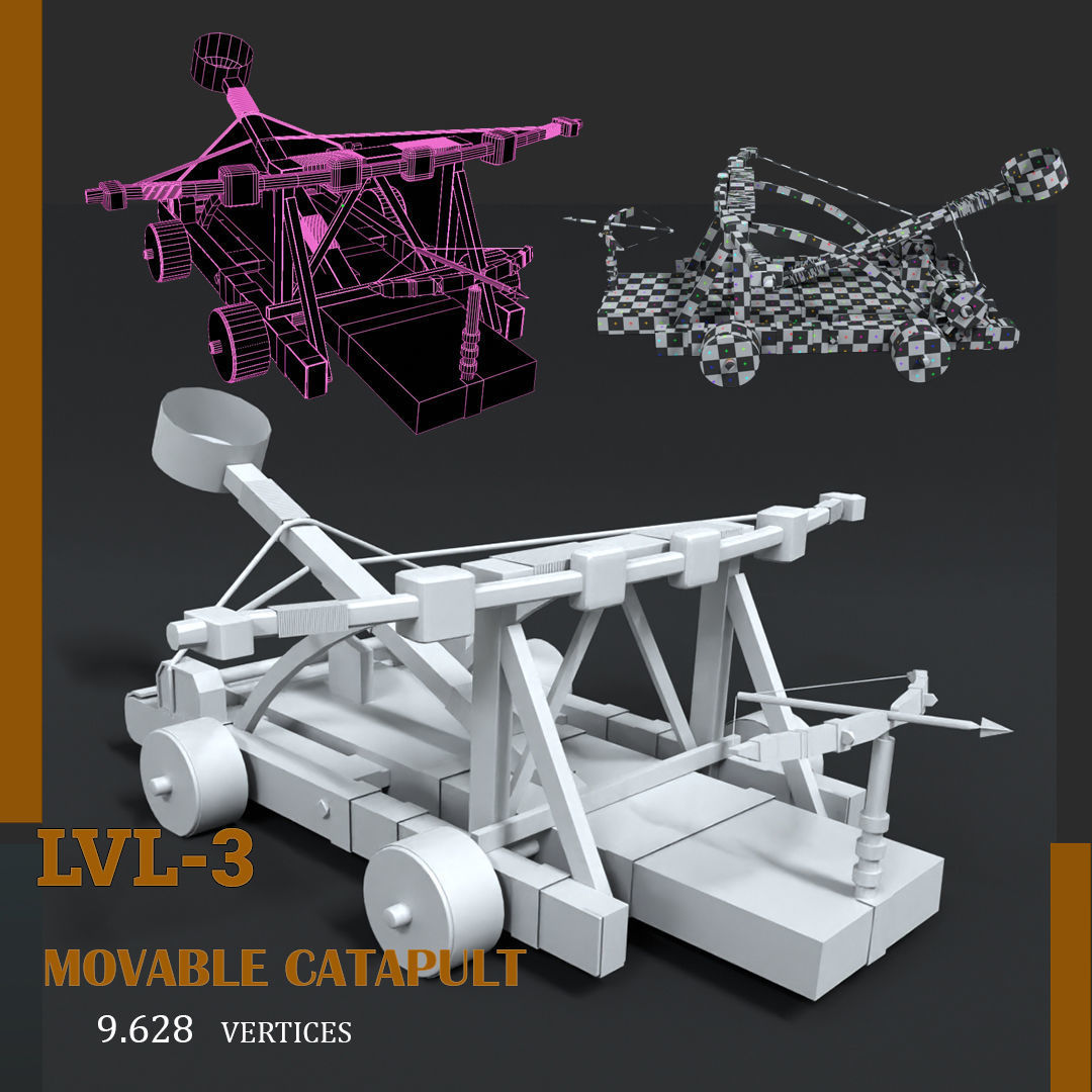 3D model 17 Base-Mesh Catapult VR / AR / low-poly | CGTrader