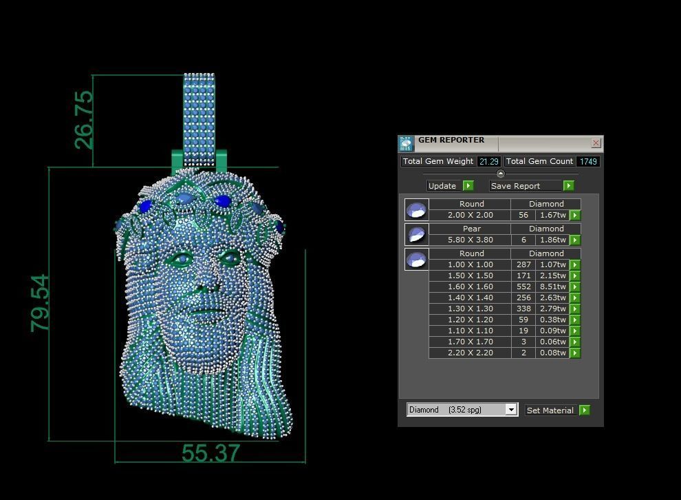 Jesus Pendant 3D print model fully iced out daimond 3D model 3D ...