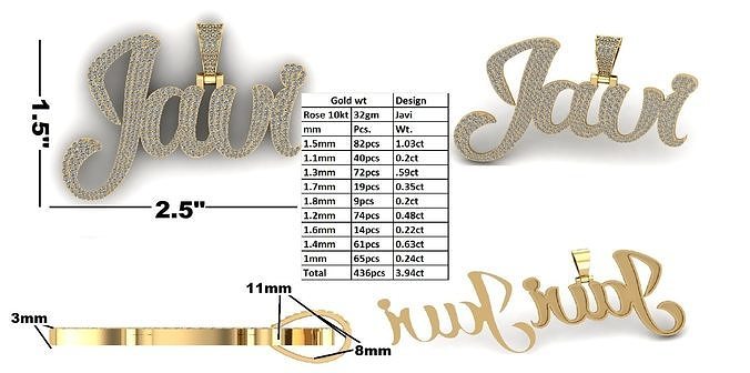 Javi Name Pendant 3D model 3D printable | CGTrader