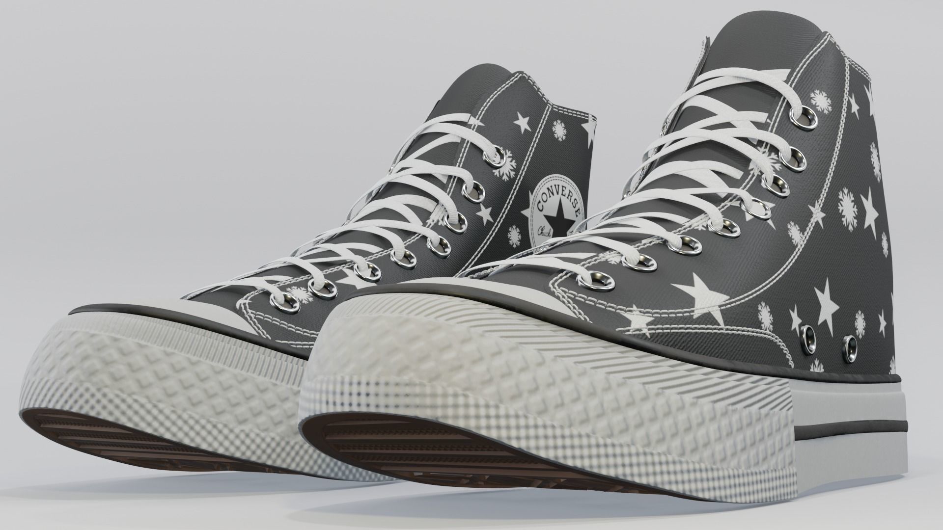 Basketball Leather Shoes Converse All star Stars and Snowflakes 3D ...