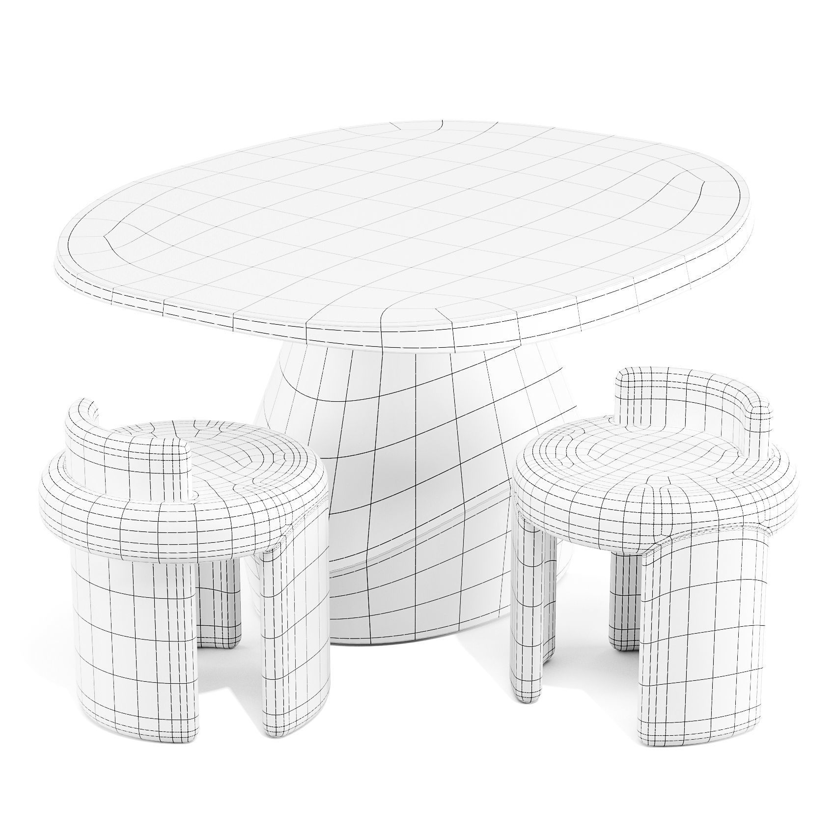 Collection Particuliere YAB Table and Kafa Stool - Dining Set 3D model ...