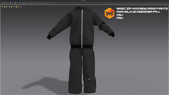 Zip Hoodie and Cargo Pants Base shape free 3D model | CGTrader