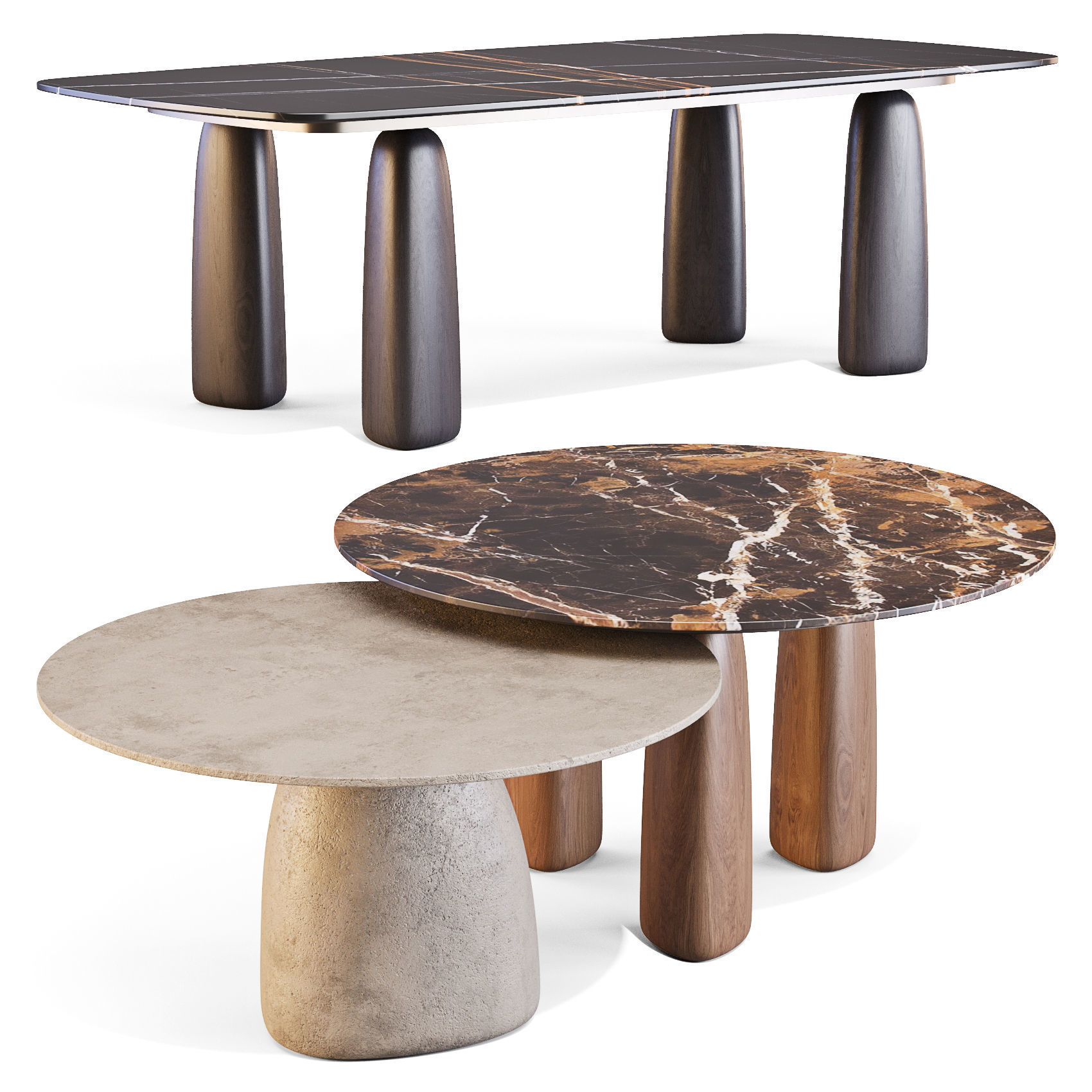 Poliform Monolith - Dining Tables Set 01 3D model | CGTrader