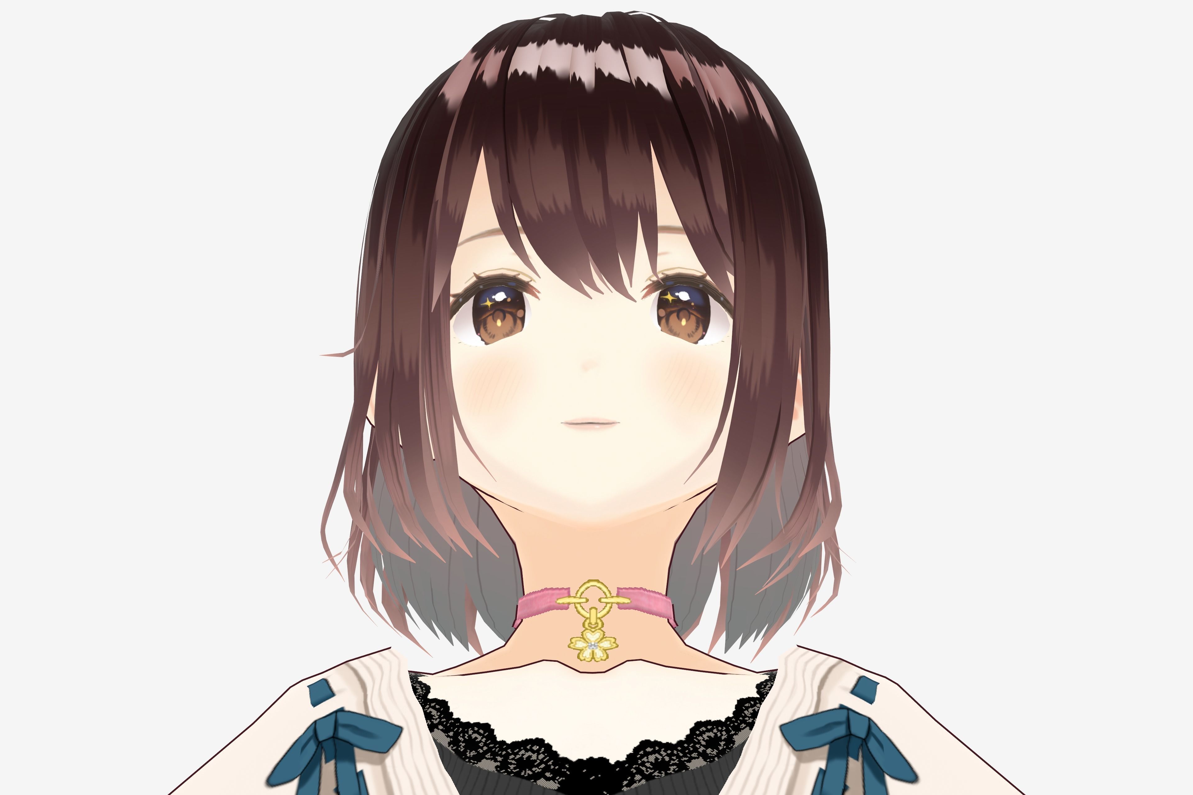 Sakura Necklace Gold Frame for VRoid Model Neck Accessory 3D model ...