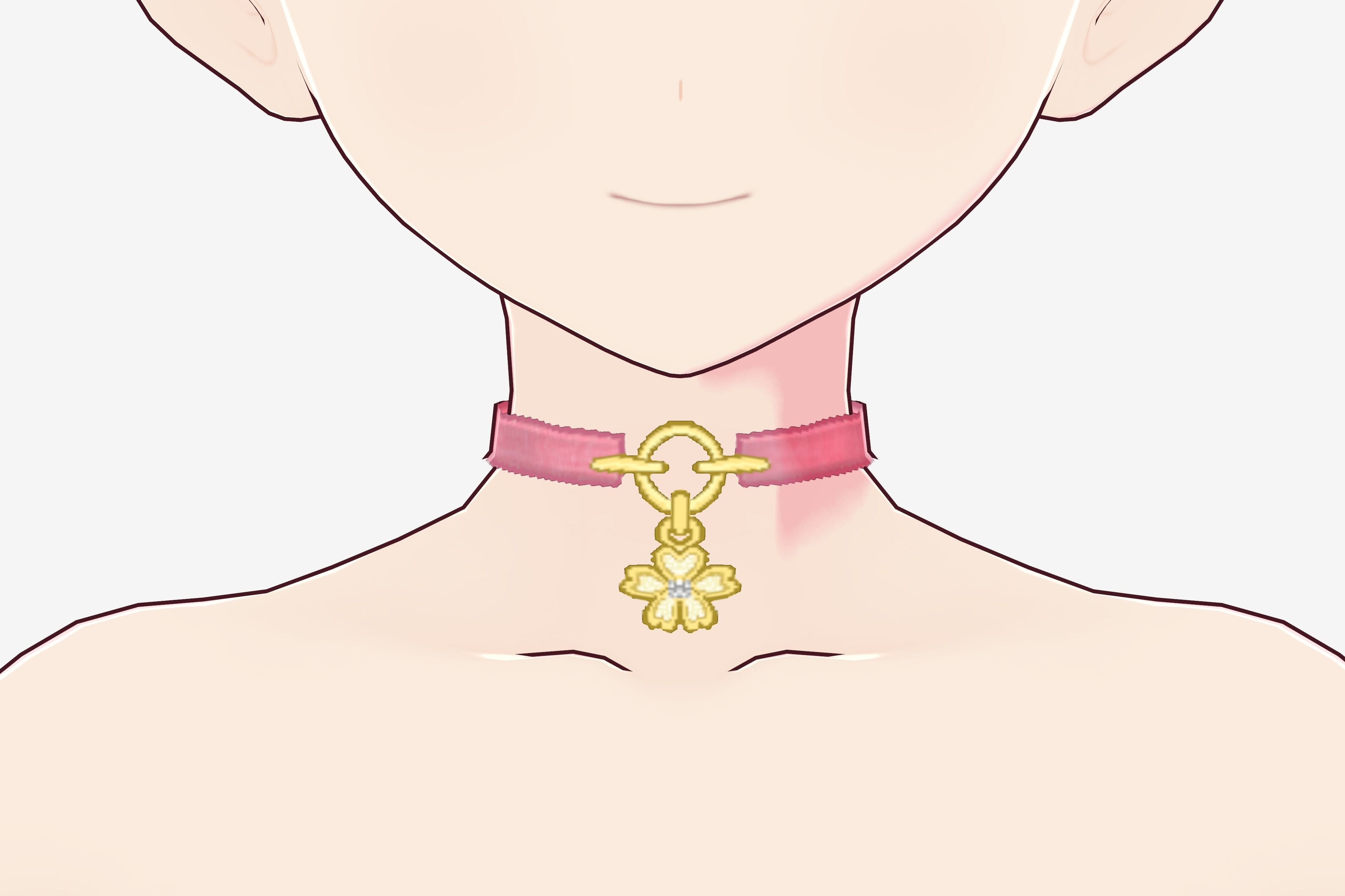 Sakura Necklace Gold Frame for VRoid Model Neck Accessory 3D model ...