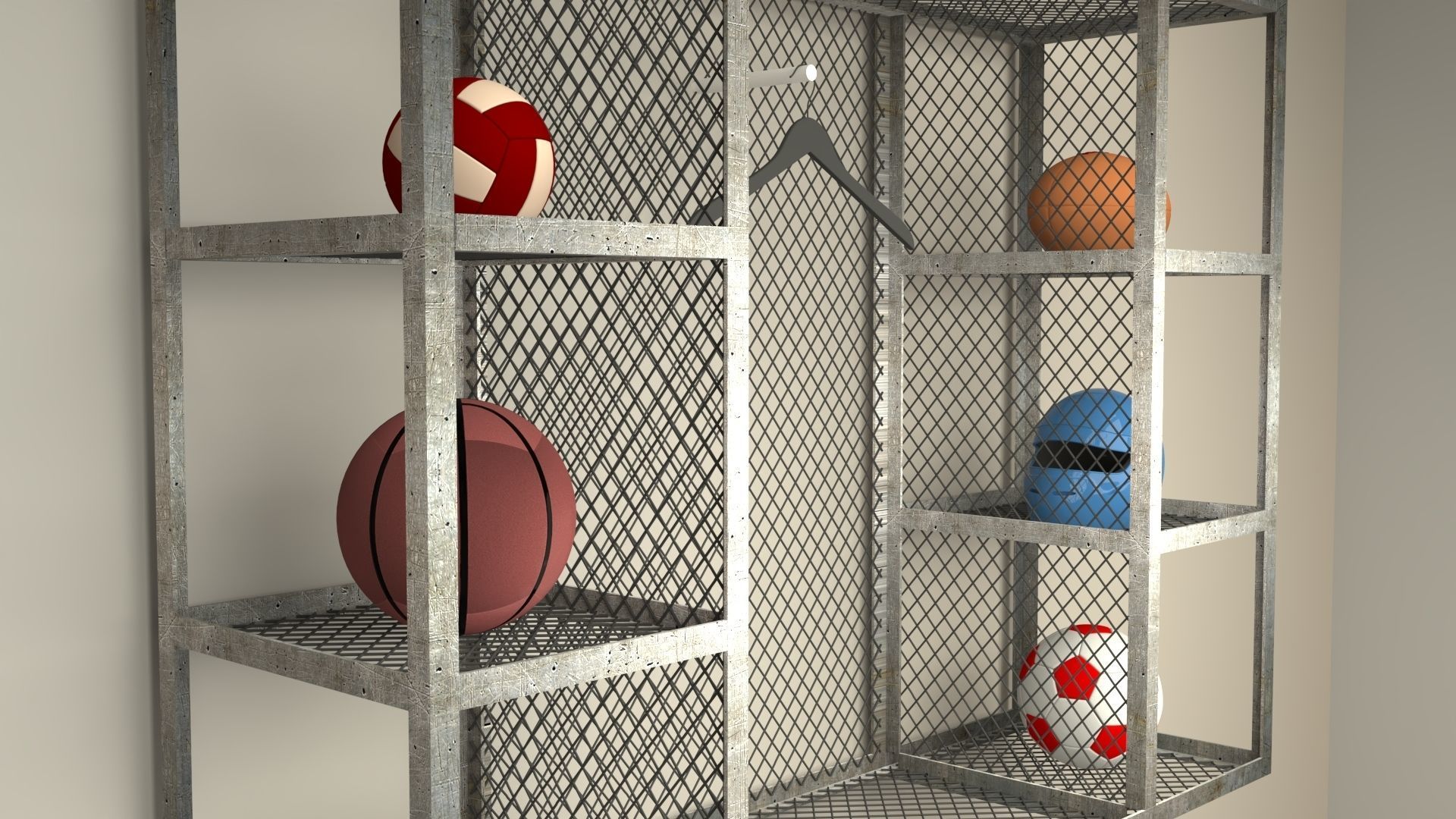 wire mesh cage metal rack tumble repair shop motorcycle retro 3D model ...