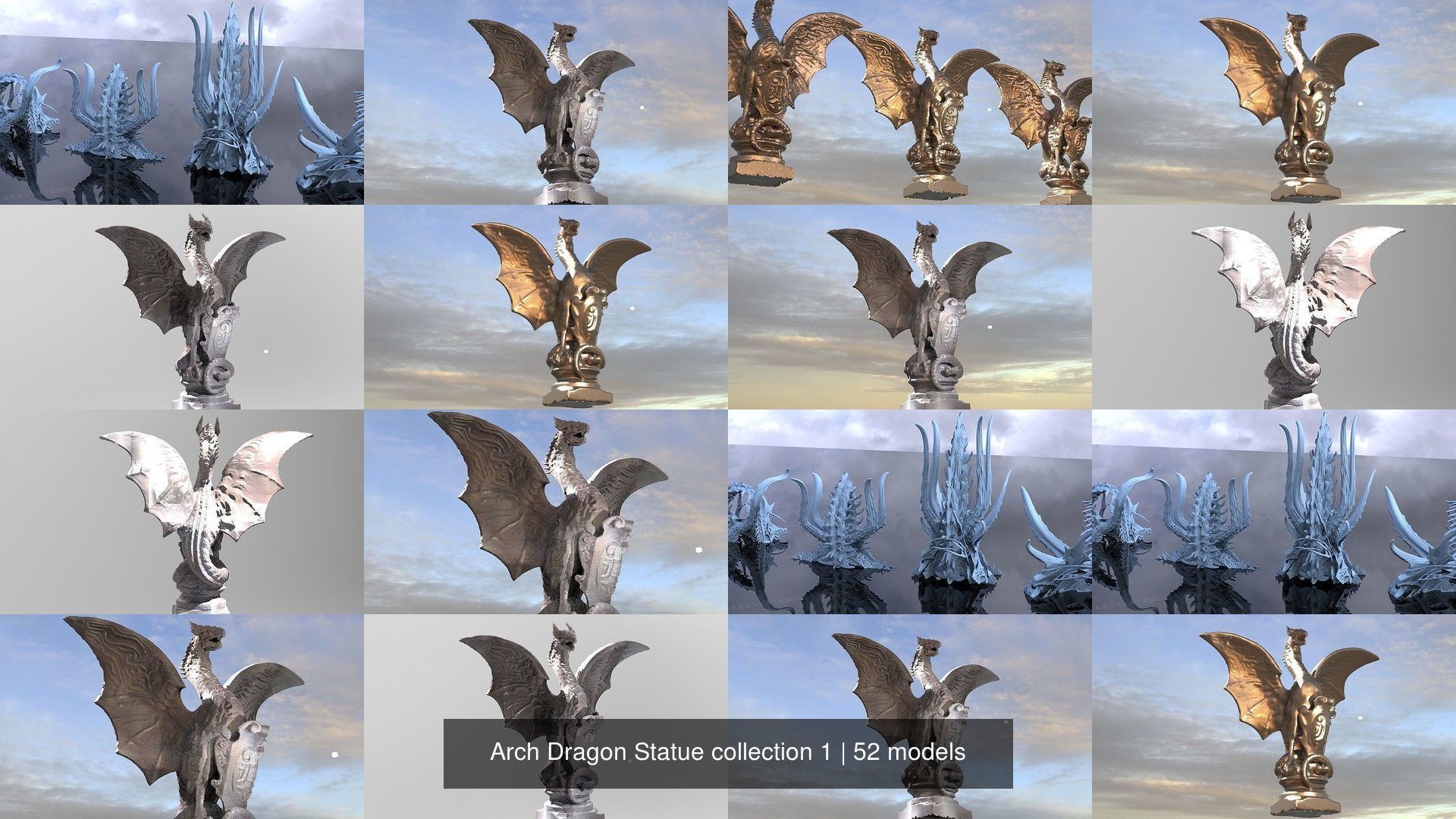 Arch Dragon Statue collection 1 | CGTrader