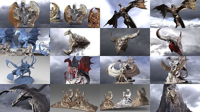 Arch Dragon Statue collection 1 | CGTrader