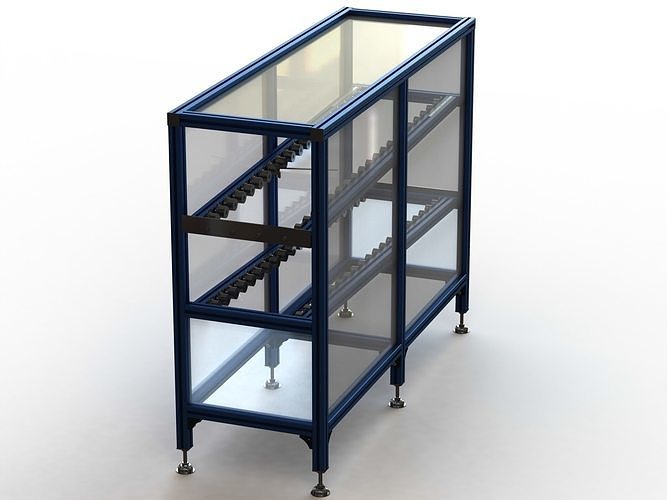 Aluminum Roller Track for Gravity Flow 3D model rigged | CGTrader