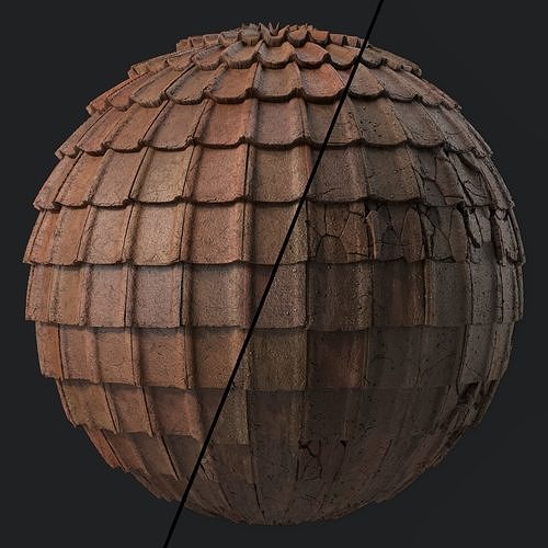 Texture Roof Tile Materials 48- Concrete Roofing by Sbsar generator VR ...