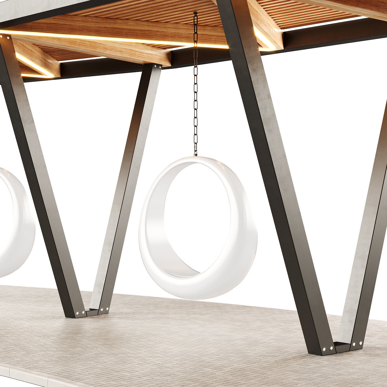 Pergola with swings benches 3D model | CGTrader