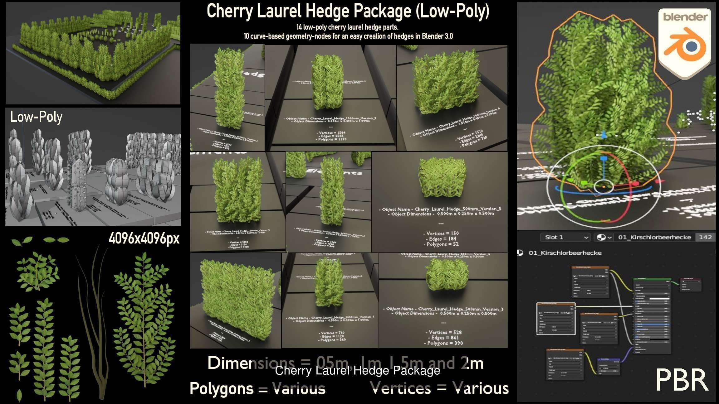 Low-Poly Hedges Bushes and Shrubs Package 3D Model Collection | CGTrader