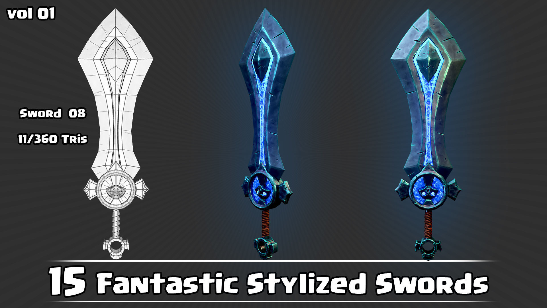 3D model 15 Fantastic Stylized Swords Game Assets VR / AR / low-poly | CGTrader