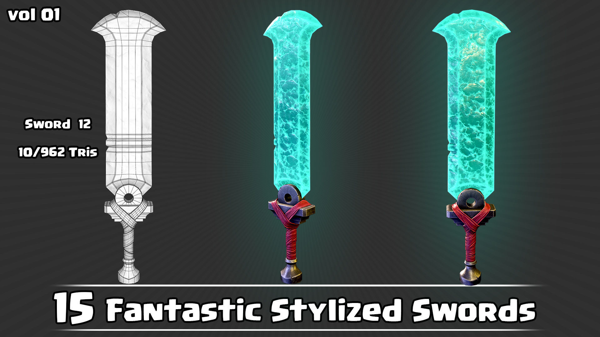 3D model 15 Fantastic Stylized Swords Game Assets VR / AR / low-poly | CGTrader