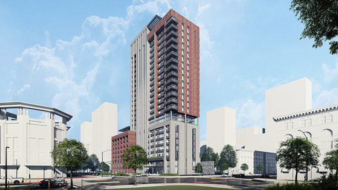 Residential high rise building 3D model 3D model | CGTrader