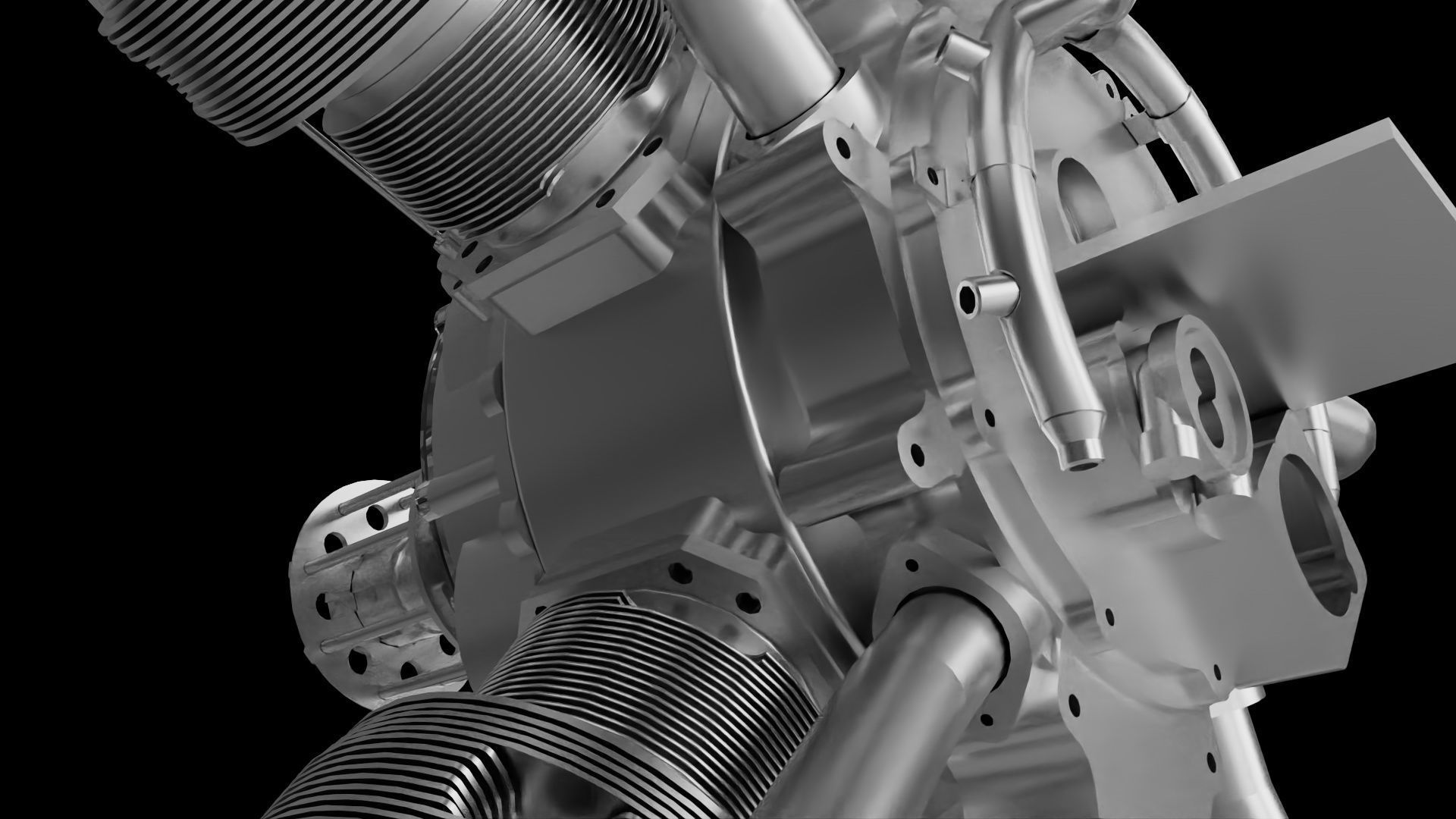 Five-cylinder radial engine 3D model | CGTrader